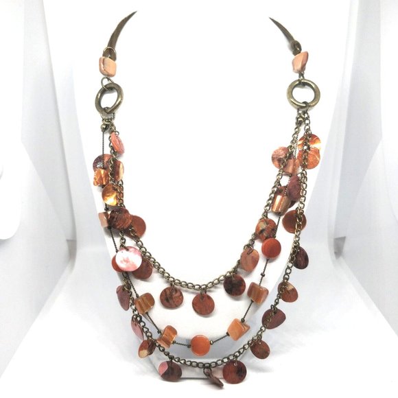 Jewelry | Shell Stone Necklace Leather Chains Boho Multi Strand Brown ...
